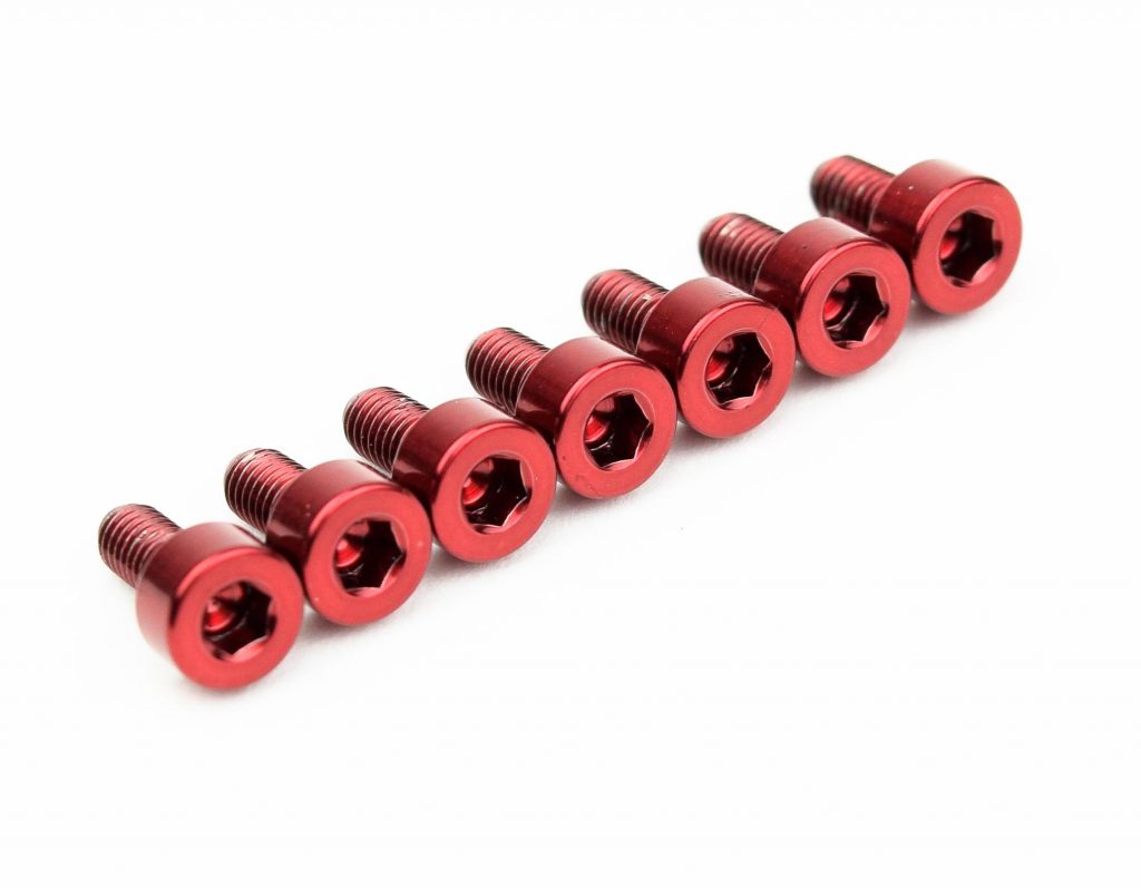 Titanium Saddle Mounting Screw Set (7) - RED 7 String Set - FU-Tone